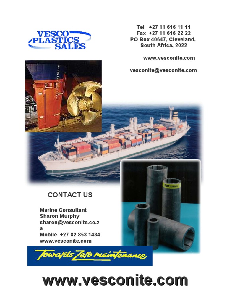 Vesconite Marine Booklet | PDF | Bearing (Mechanical) | Friction
