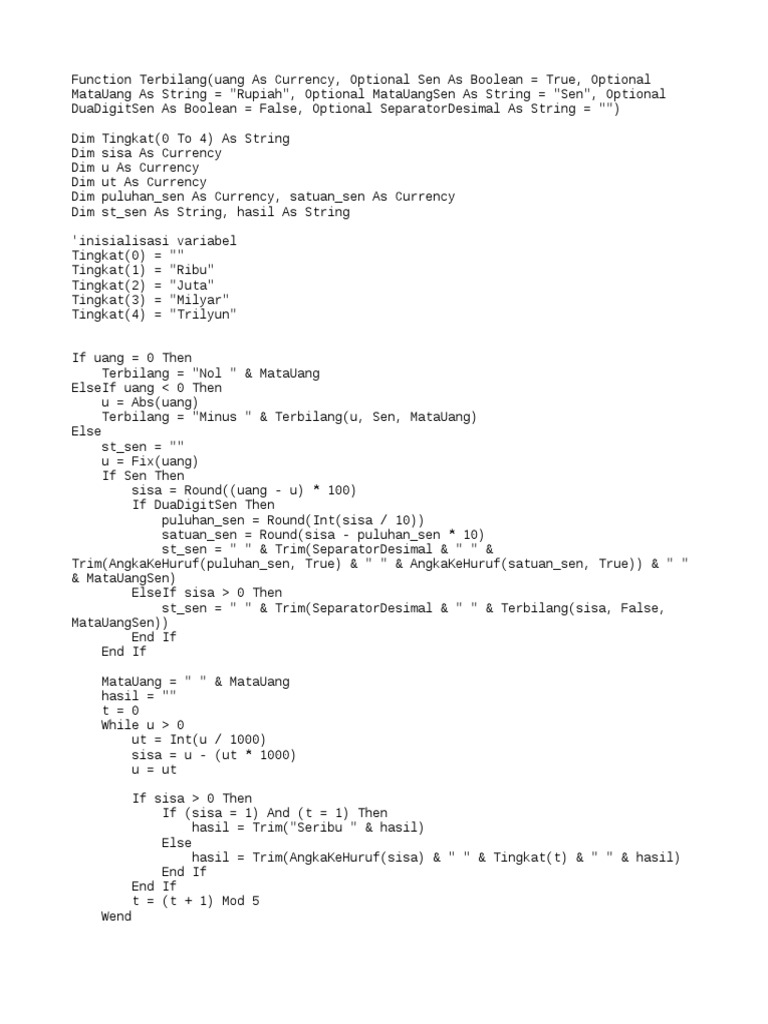 Kode Terbilang | PDF | Syntax (Logic) | Computer Programming