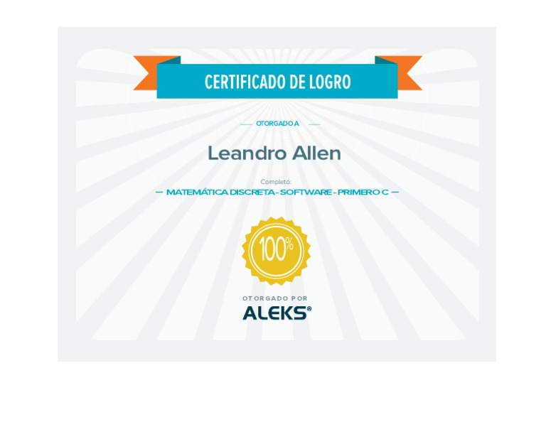 Certificado de ALEKS | PDF