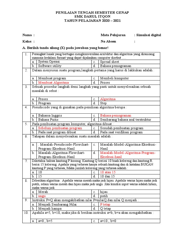 Penilaian Tengah Semester Simulasi Digital | PDF | Komputer | Teknologi ...