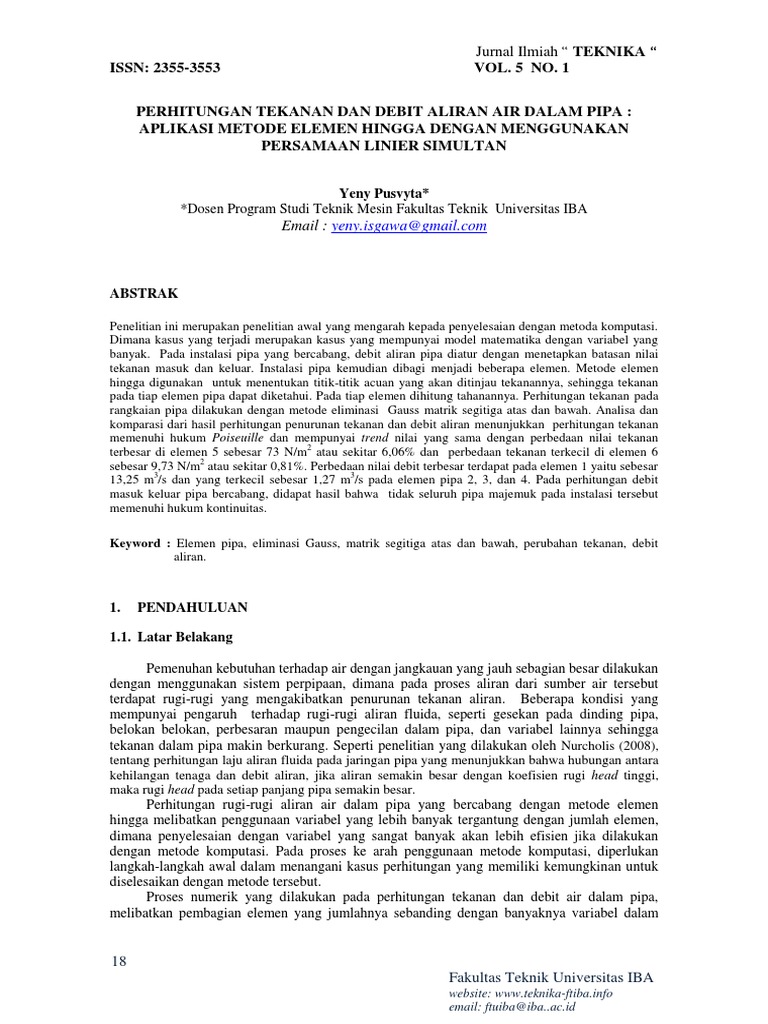 Tugas 8 PERHITUNGAN TEKANAN DAN DEBIT ALIRAN AIR DALAM PIPA APLIKASI ...