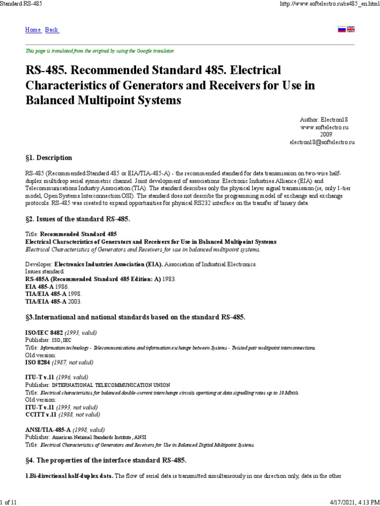Standard RS-485 | PDF | Computer Networking | Electricity