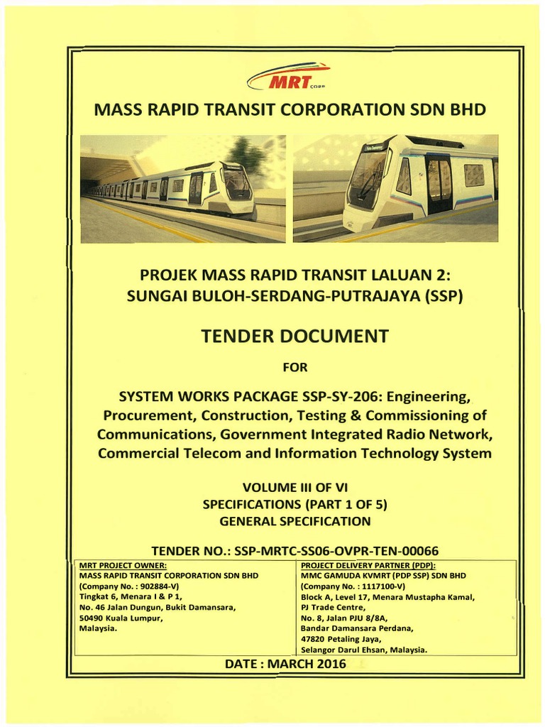 Volume 3 Tender Document For SY 206 General Specification (Part 1 of 5 ...