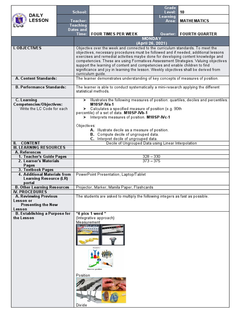 Decile For Ungrouped Data | PDF | Percentile | Learning