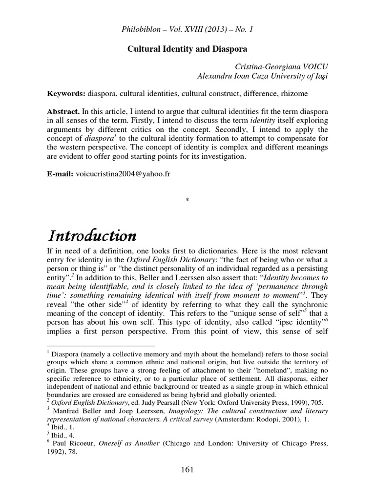 Cultural Identity Diaspora | PDF | Identity (Social Science) | Concept