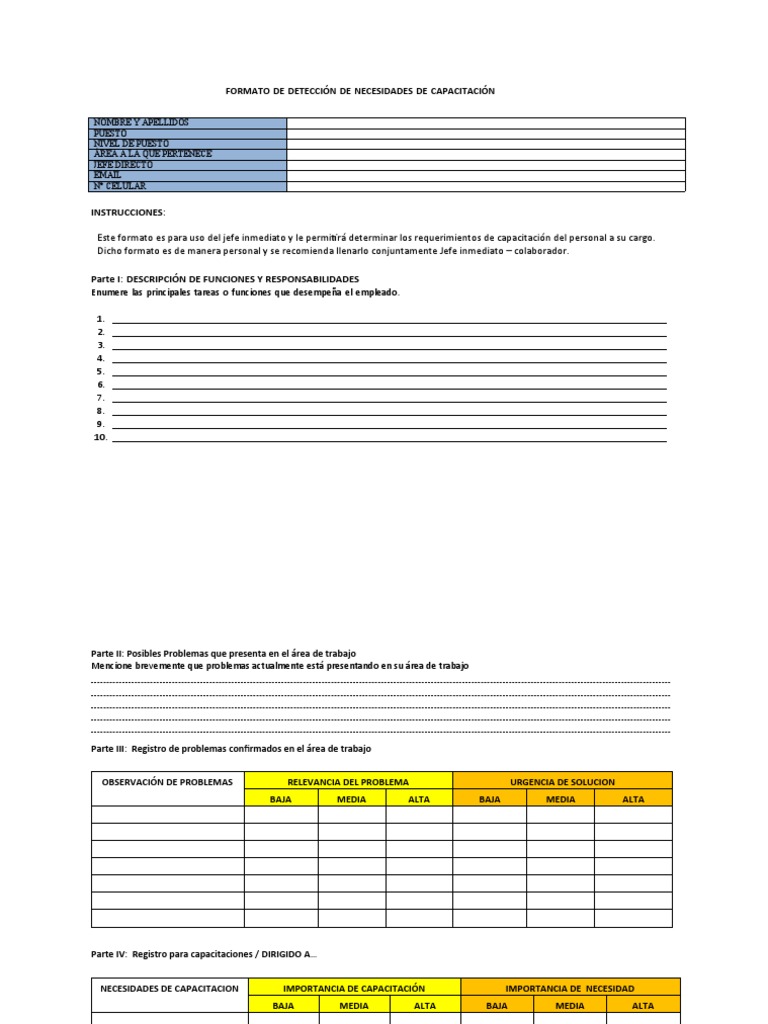 Formato de Detección de Necesidades de Capacitacion DNC Competencias | PDF | Toma de decisiones ...