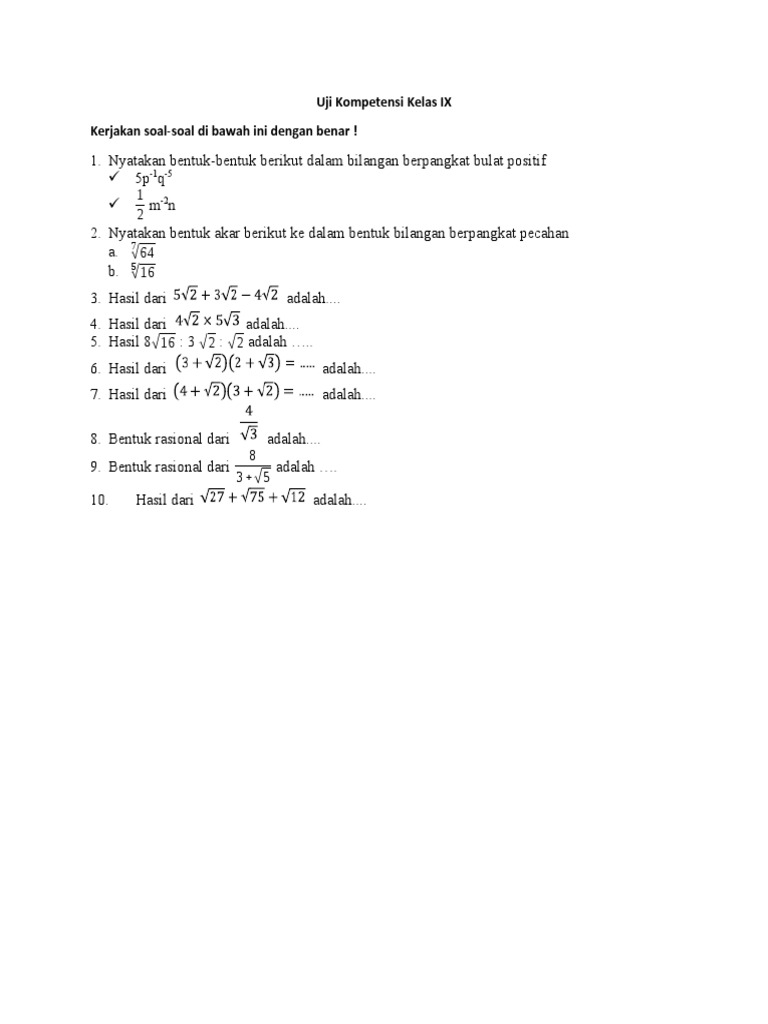 Soal Perpangkatan | PDF | Metode & Bahan Ajar | Griya & Taman