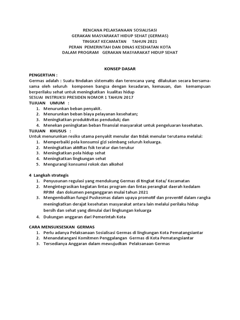 Sosialisasi Program Germas 2021 | PDF