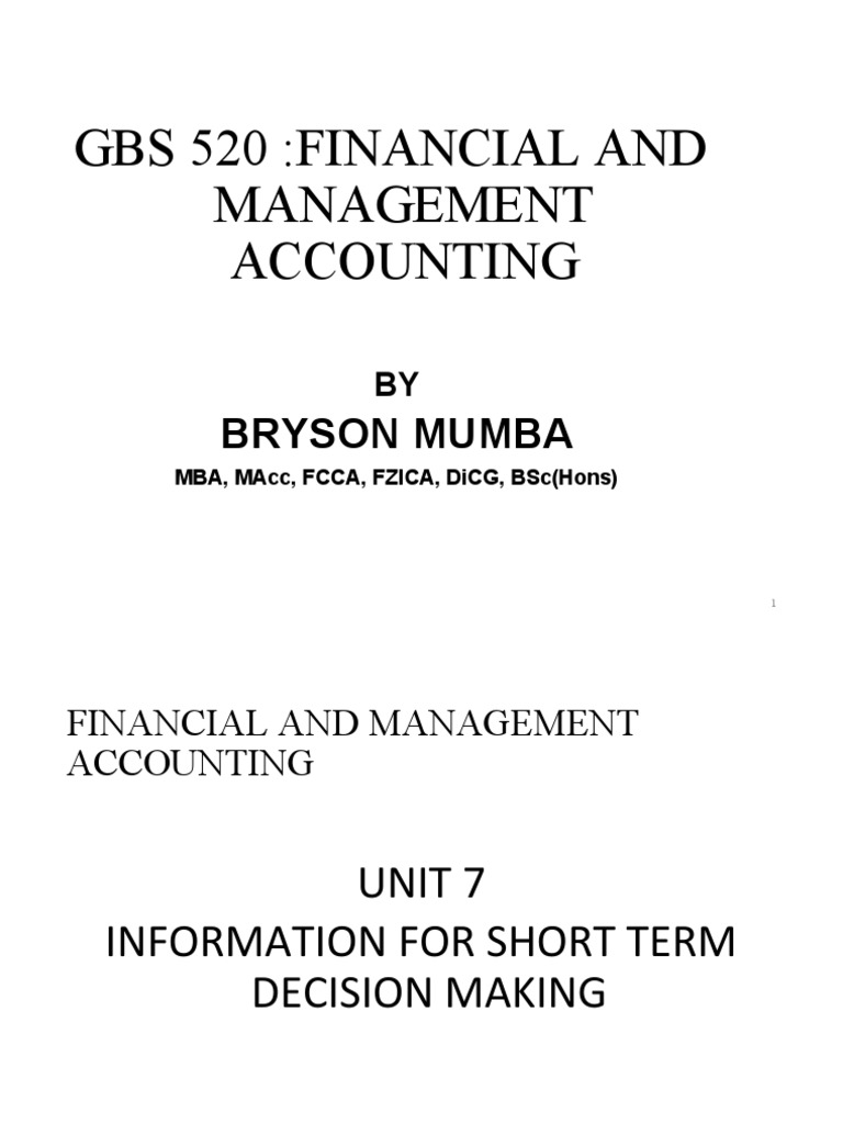 Unit 7 MANAGEMENT ACCOUNTING | PDF | Business Economics | Management ...