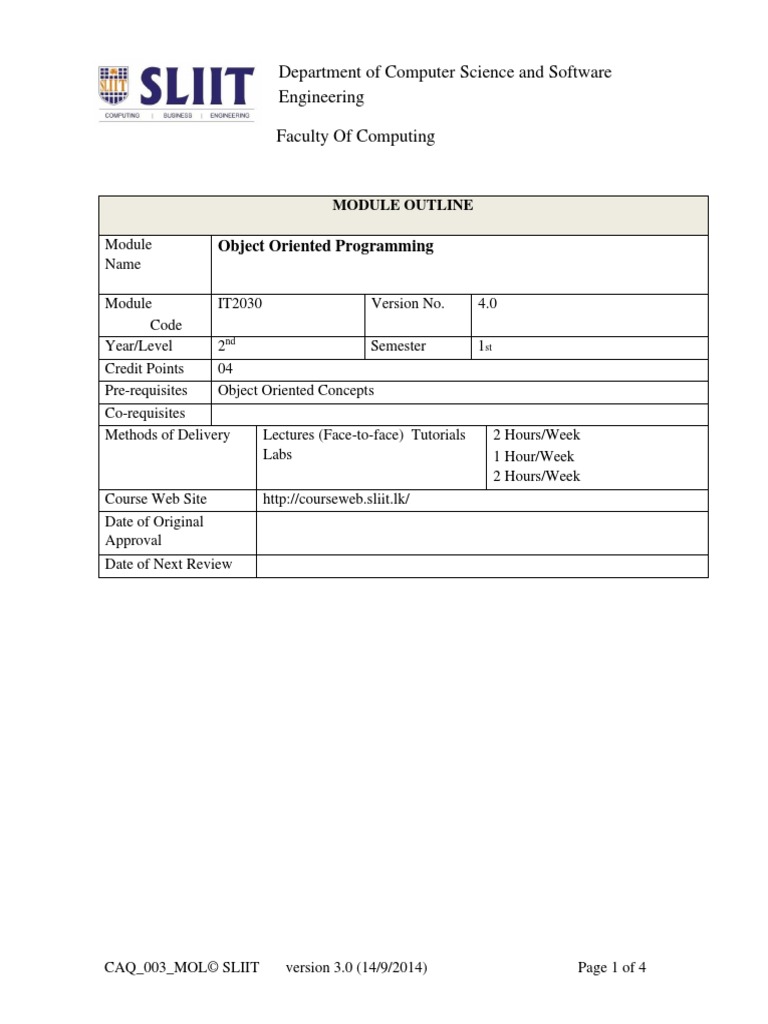 IT2030 - Module Outline | PDF | Java (Programming Language) | Method ...