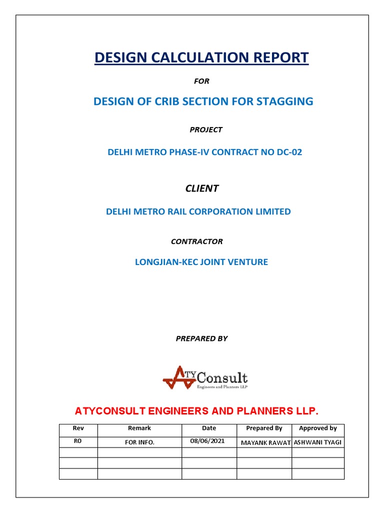 Design Calculation Report: Design of Crib Section For Stagging | PDF ...
