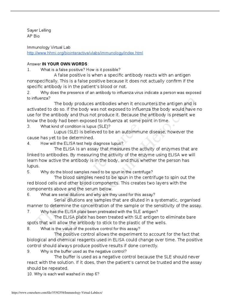 Immunology Virtual Lab | PDF | Elisa | Life Sciences