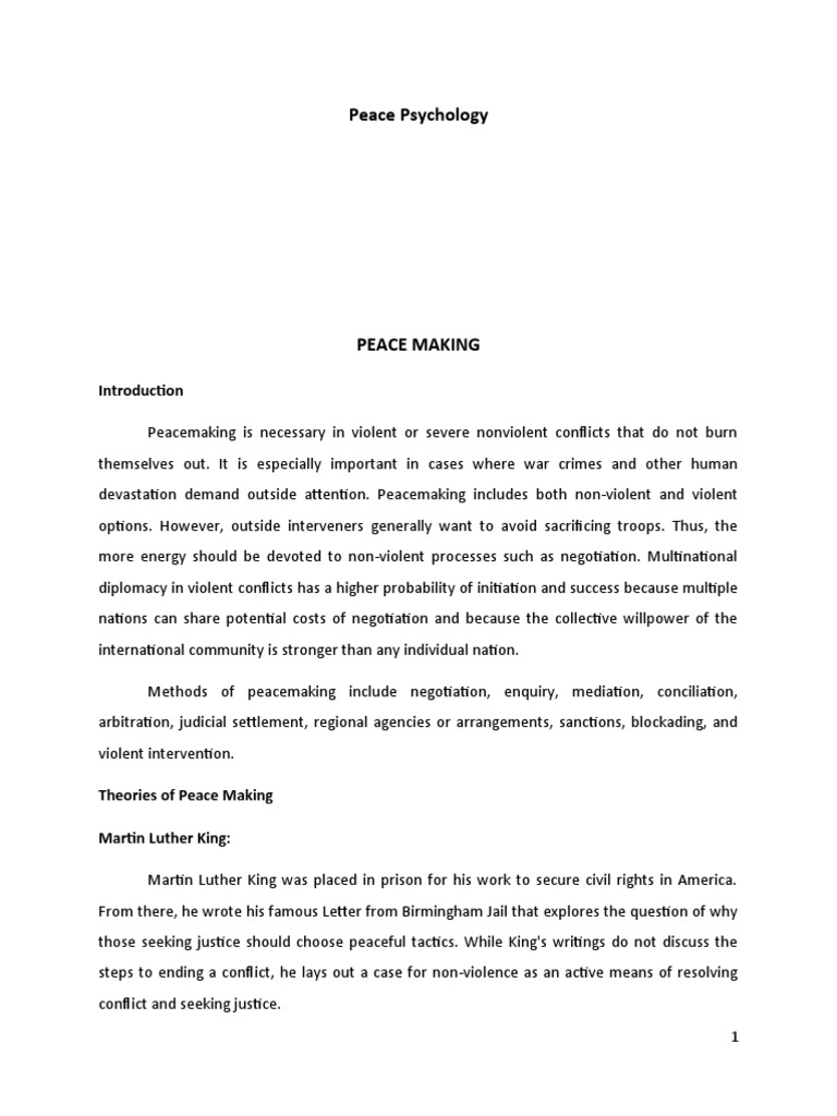 Ten Principles of Effective Peacemaking: Insights from a Document on ...