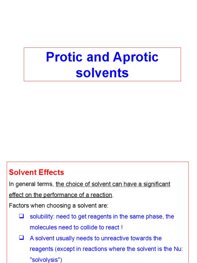 4.1.1 Protic Vs Aprotic Solvent | Download Free PDF | Solvent ...