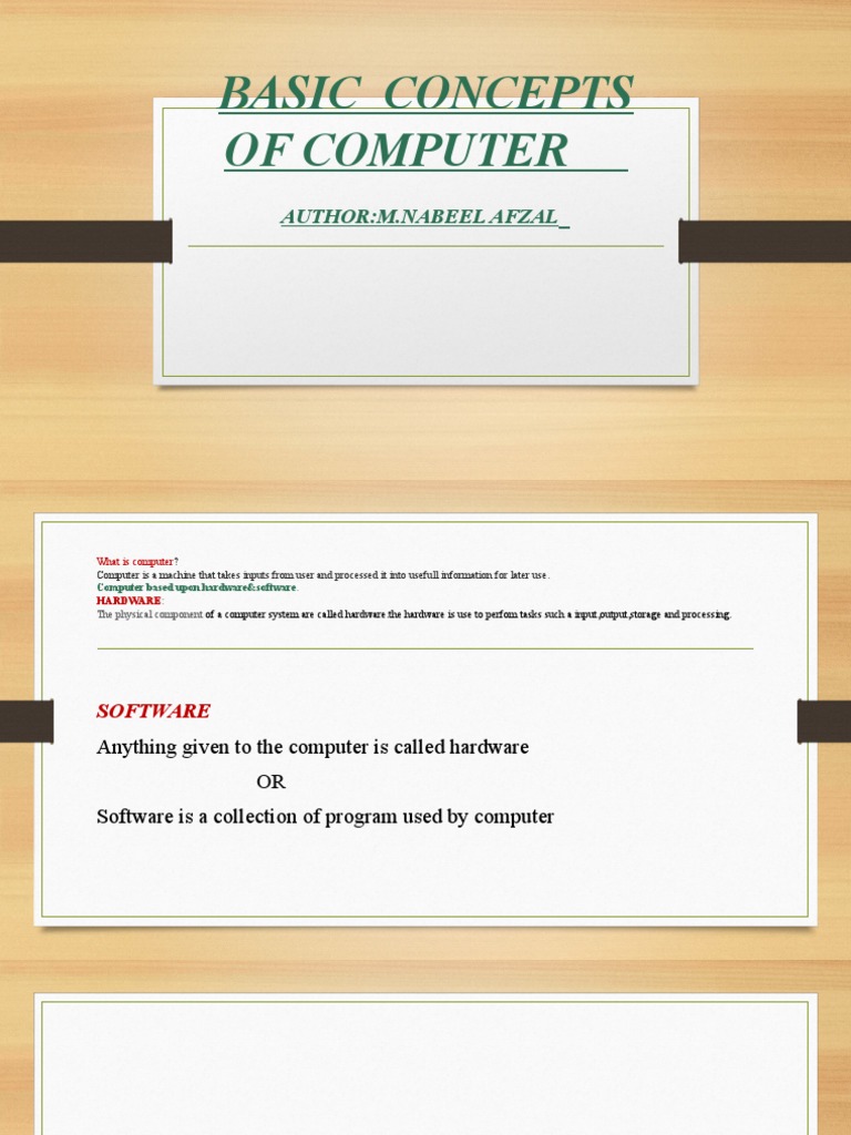 Basic Concepts of Computer Author | PDF