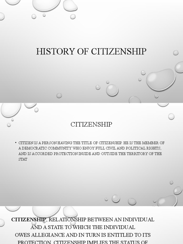 History of Citizenship | PDF | Citizenship | Nationality Law