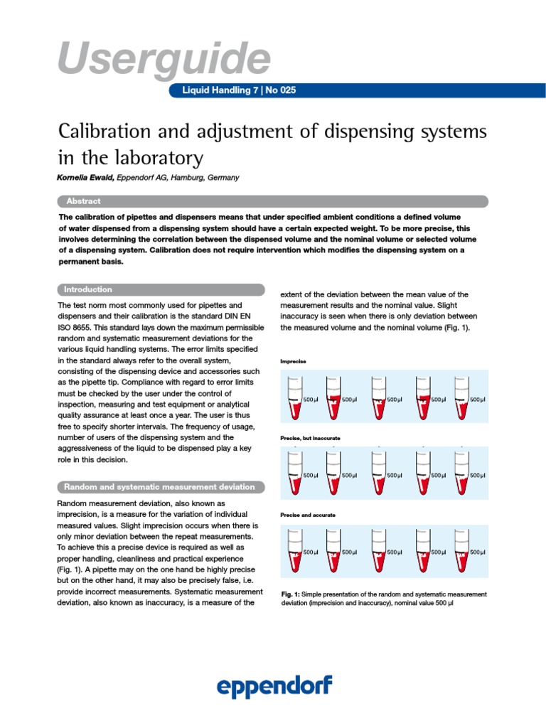 Userguide 25-Calibration and Adjustment of Dispensing Systems in Laboratory | PDF | Pascal (Unit ...