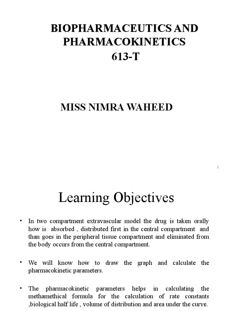Two-Compartment Extravascular Model | PDF | Pharmacokinetics | Chemistry