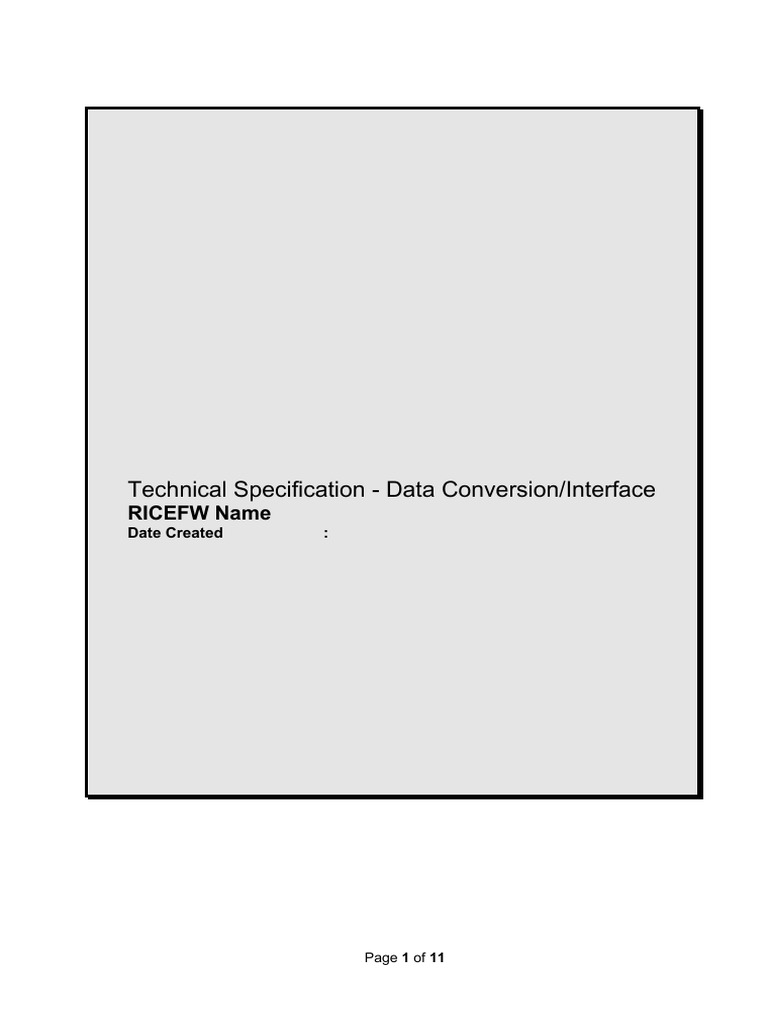 Technical Specification - Data Conversion/Interface: Ricefw Name | PDF ...
