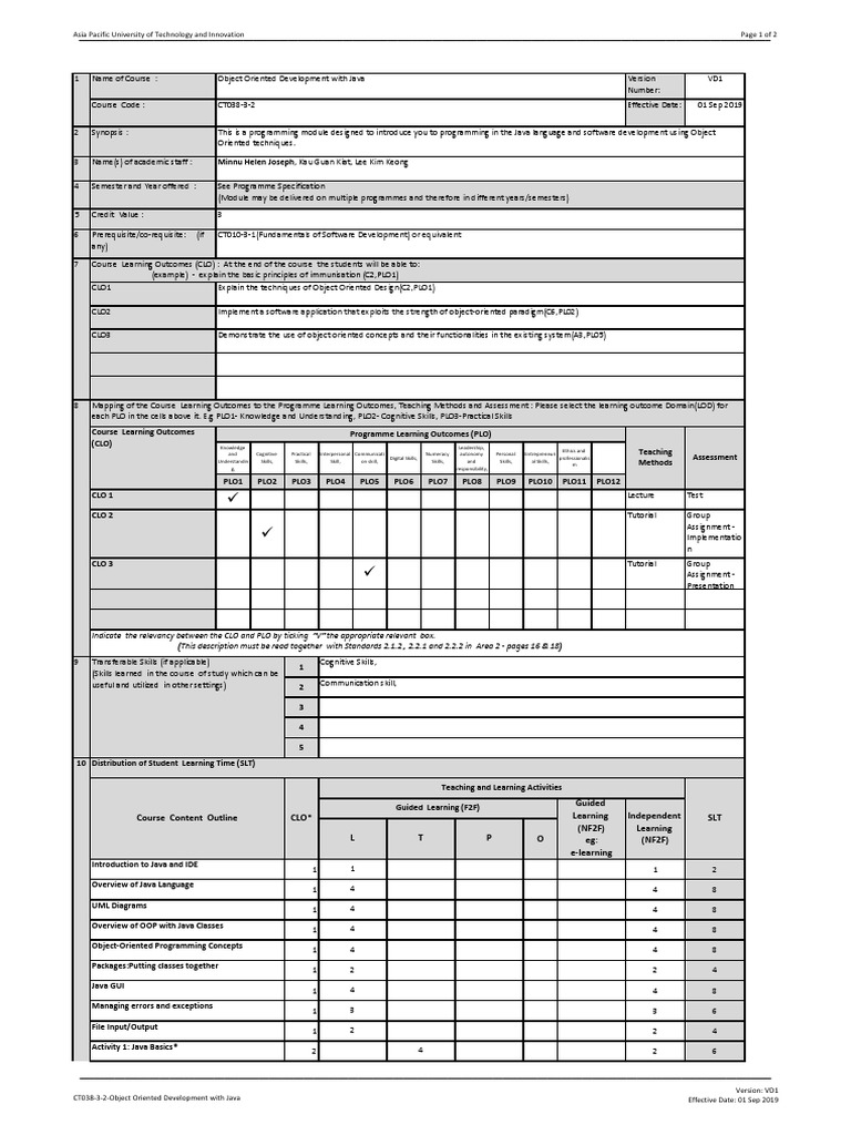 CT038!3!2 Object Oriented Development Using Java (VD1) 1 September 2019 | PDF | Object Oriented ...