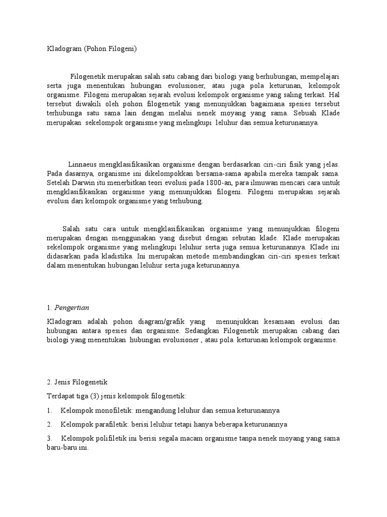 Pengertian dan Jenis Kladogram | PDF | Ilmu Sosial