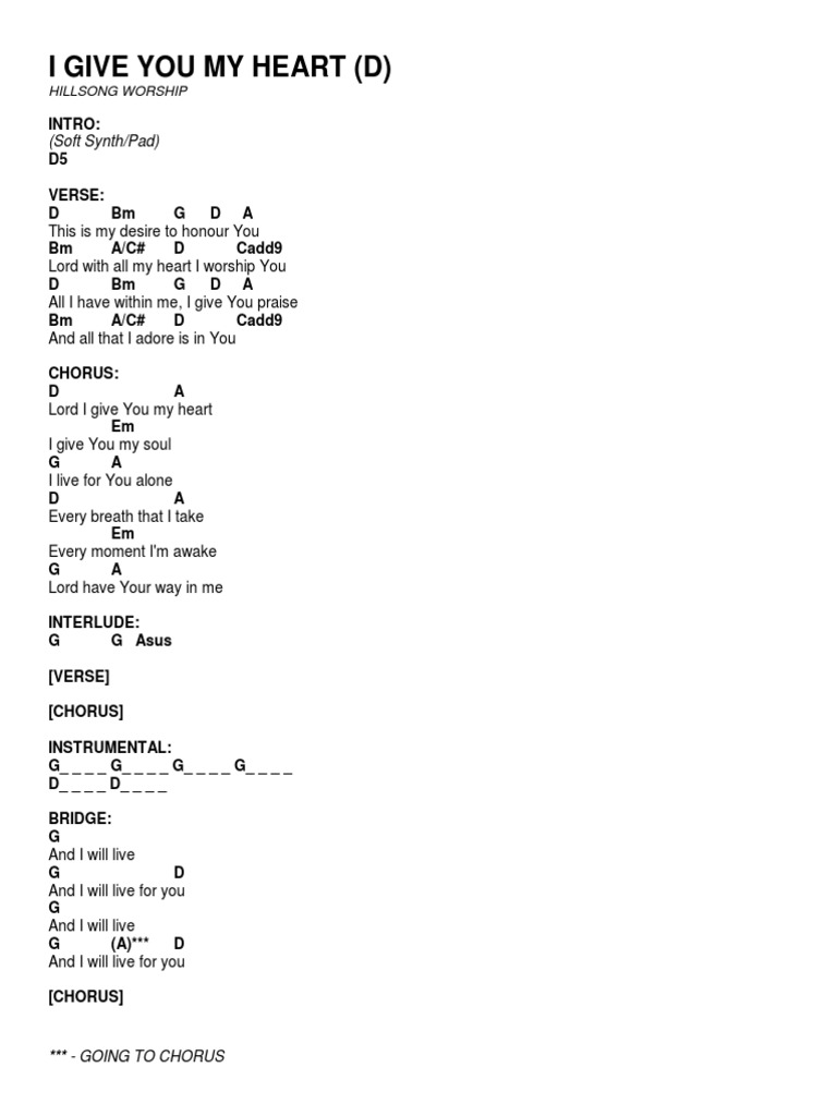 Lord, I Give You My Heart Chord Chart | PDF