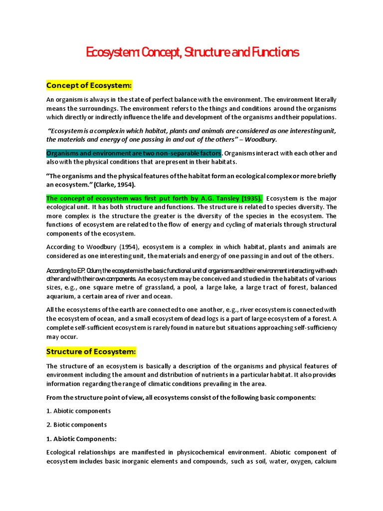 Ecosystem - Concept Structure and Functions | Download Free PDF ...