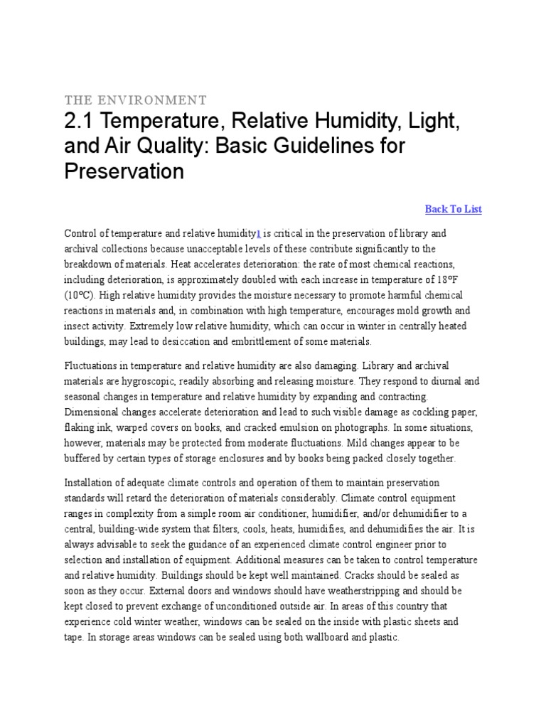 Basic Guidelines For Preservation | PDF | Preservation (Library And ...