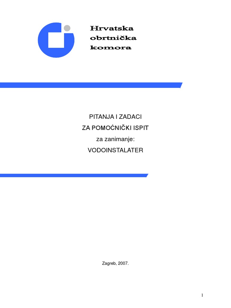 Katalog Ispitnih Pitanja I Odgovora Za Pomocnicki Ispit Vodo | PDF