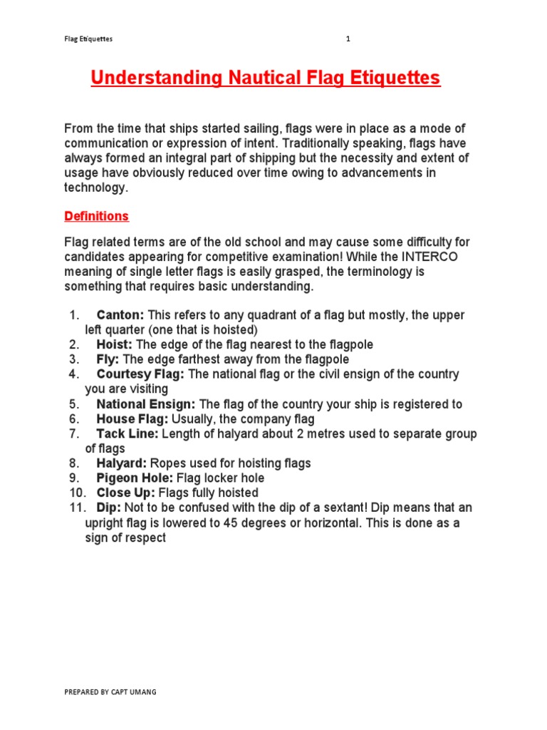 Nautical Flag Etiquette Guide | PDF | Flag | Water Transport