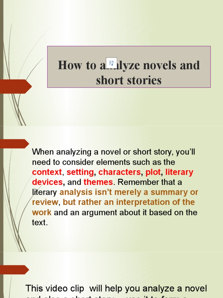Analyzing Novels and Short Stories Guide | PDF | Irony | Plot (Narrative)