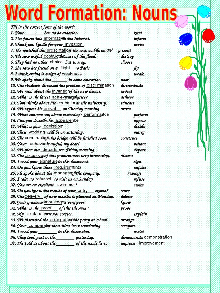 Understanding Word Forms: A Guide to Choosing the Correct Form of a ...