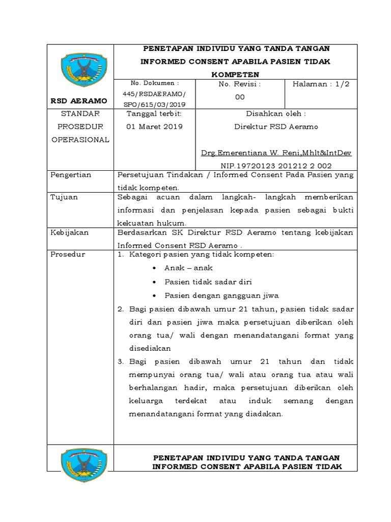Informed Consent Pasien Tidak Kompeten | PDF