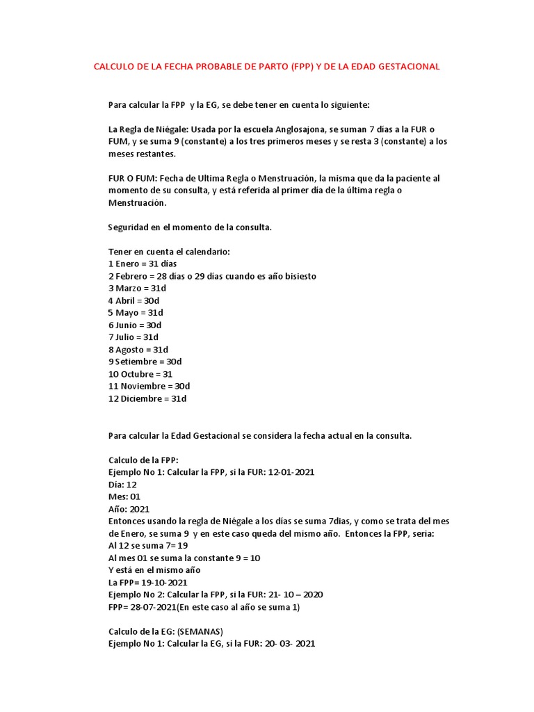 Calculo de La Fecha Probable de Parto | PDF | Aborto | Calendario