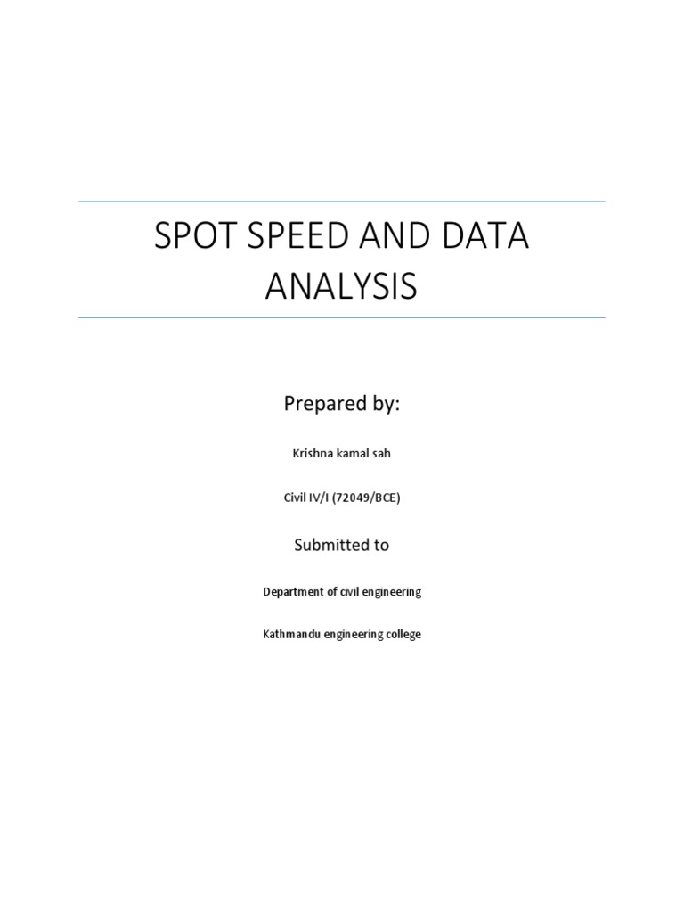 Measurement of Spot Speed and Data Analysis | PDF
