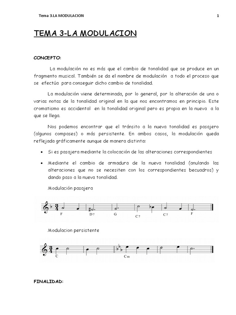 Análisis del concepto de modulación musical y sus tipos principales ...