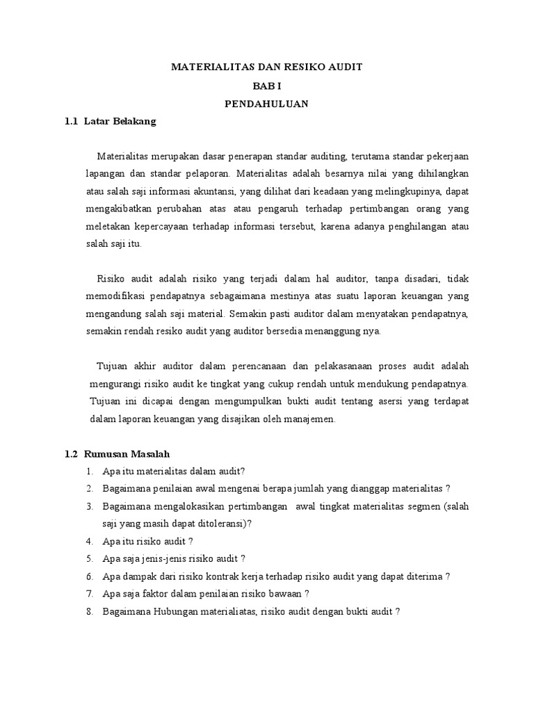 Materialitas Dan Resiko Audit | PDF