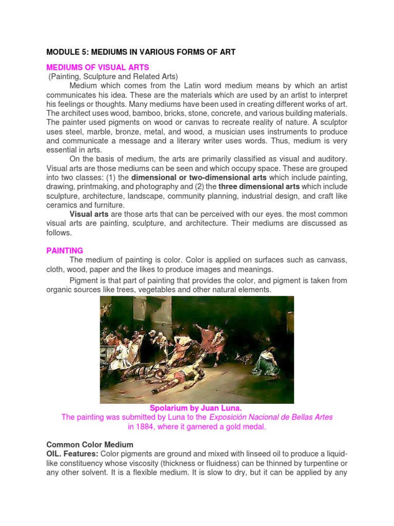 Module 5 Mediums in Various Forms of Art | PDF | Paintings | Acrylic Paint