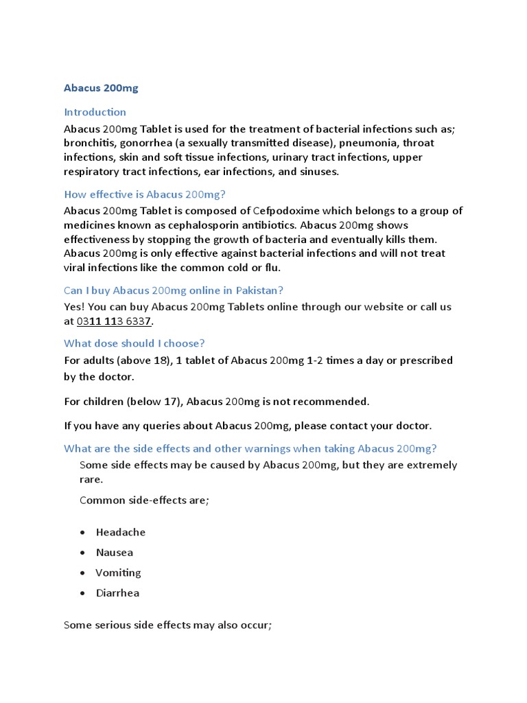 Abacus 200mg (Tablet) | PDF | Wellness
