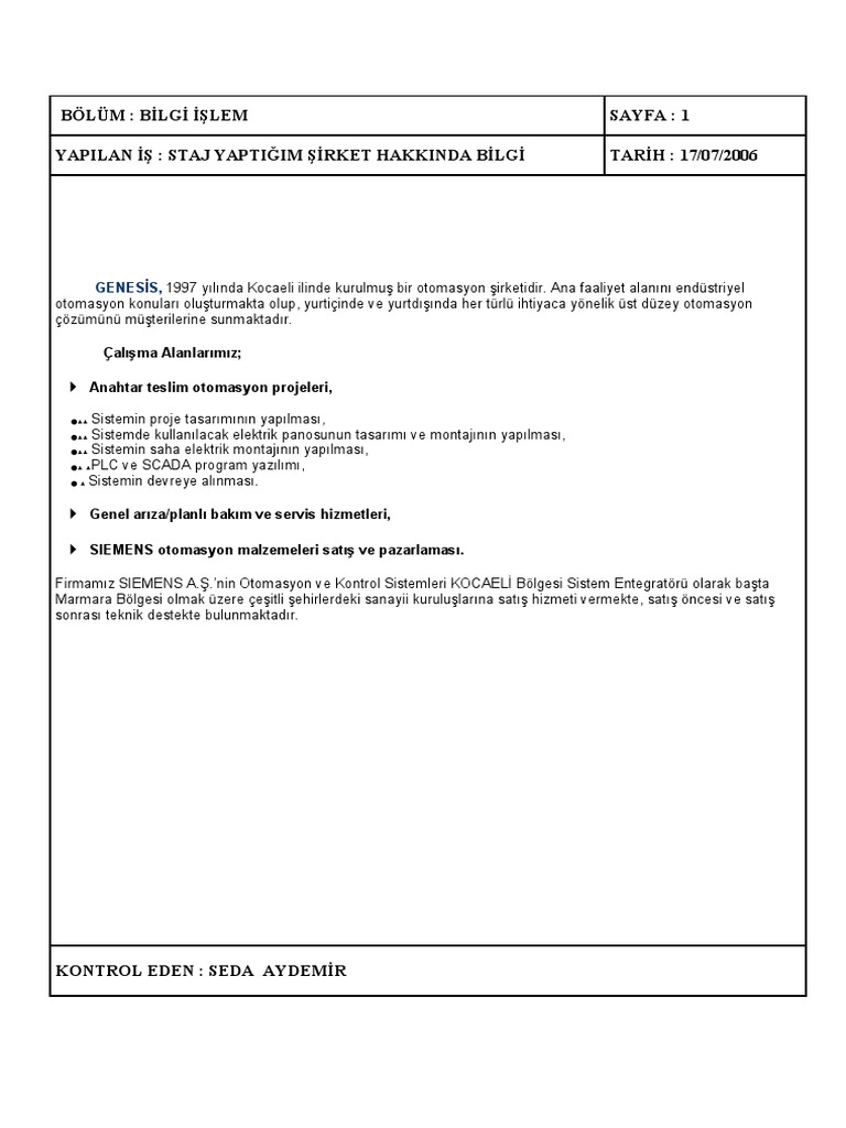PLC STAJ Raporu | PDF