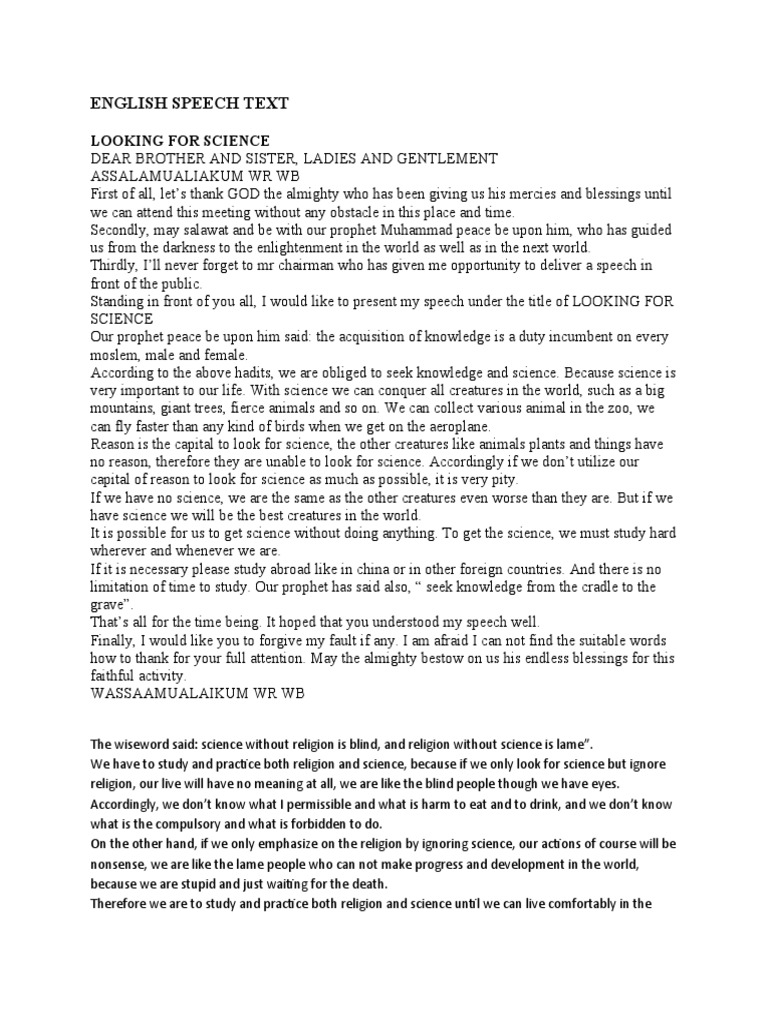 English Speech Text | PDF | Afterlife | Cain And Abel