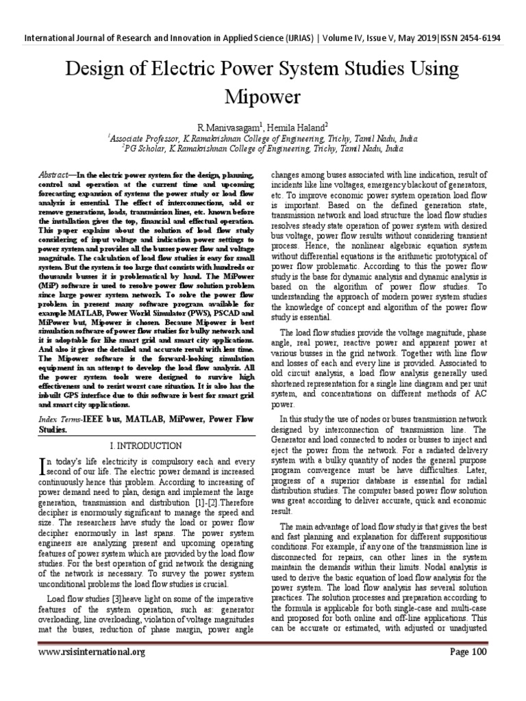 Analyzing Large Power Systems Using Mipower Software: An Overview of ...