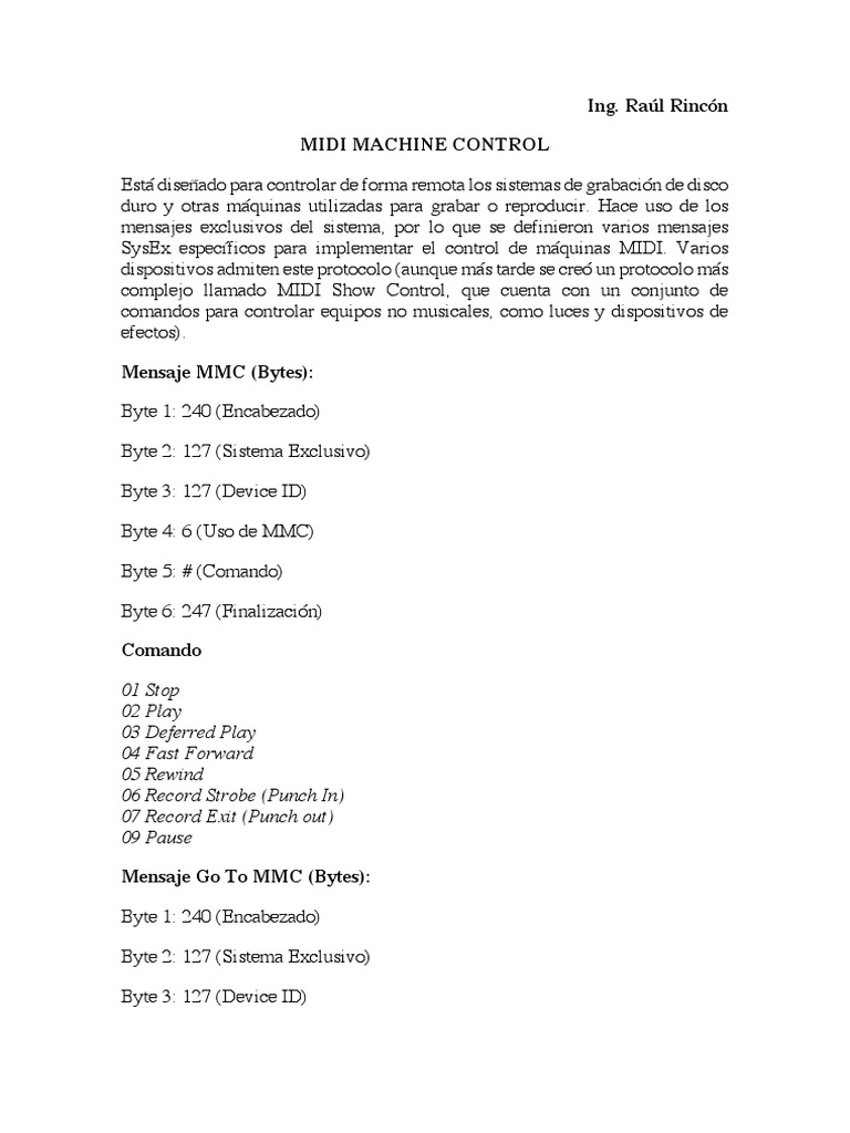 Midi Machine Control | PDF