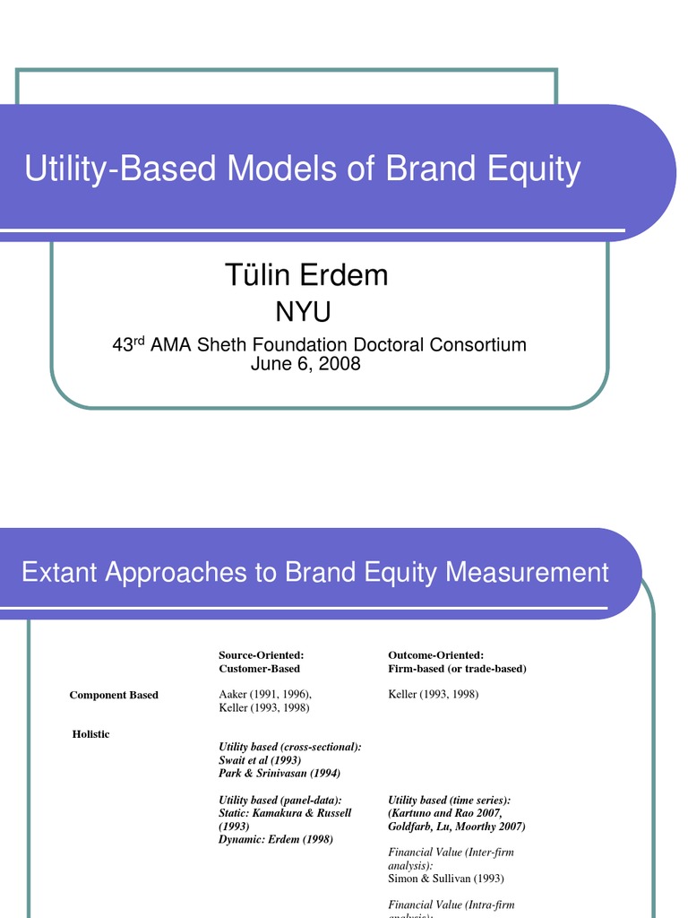 Utility-Based Models of Brand Equity: Tülin Erdem | PDF | Brand | Marketing