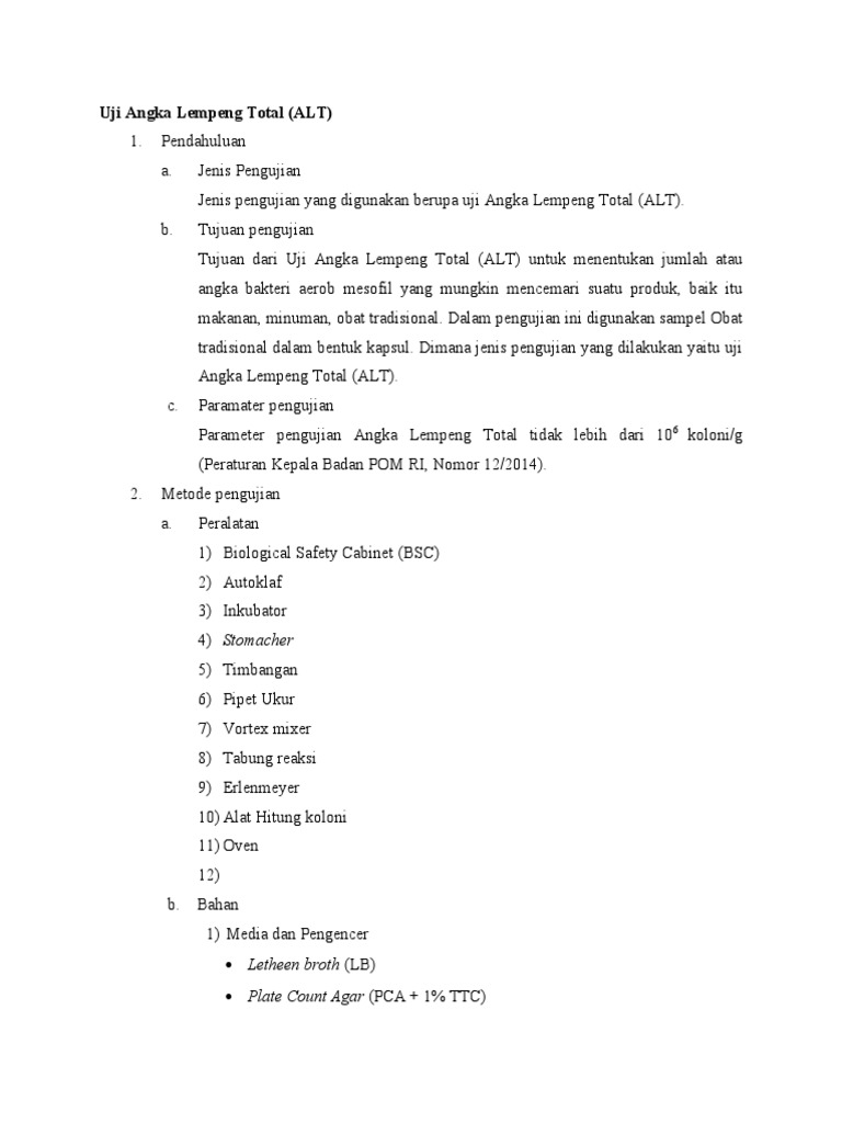 Prosedur Uji ALT | PDF