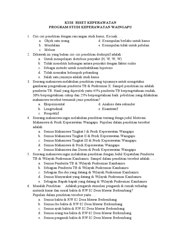 Kuis Riset Keperawatan | PDF