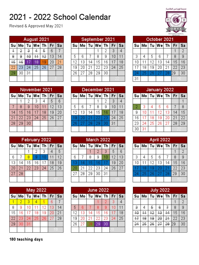 Approved and Revised Calendar 2021 | PDF