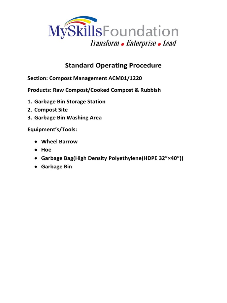 Compost Management SOP and Flow Chart | PDF | Science & Mathematics