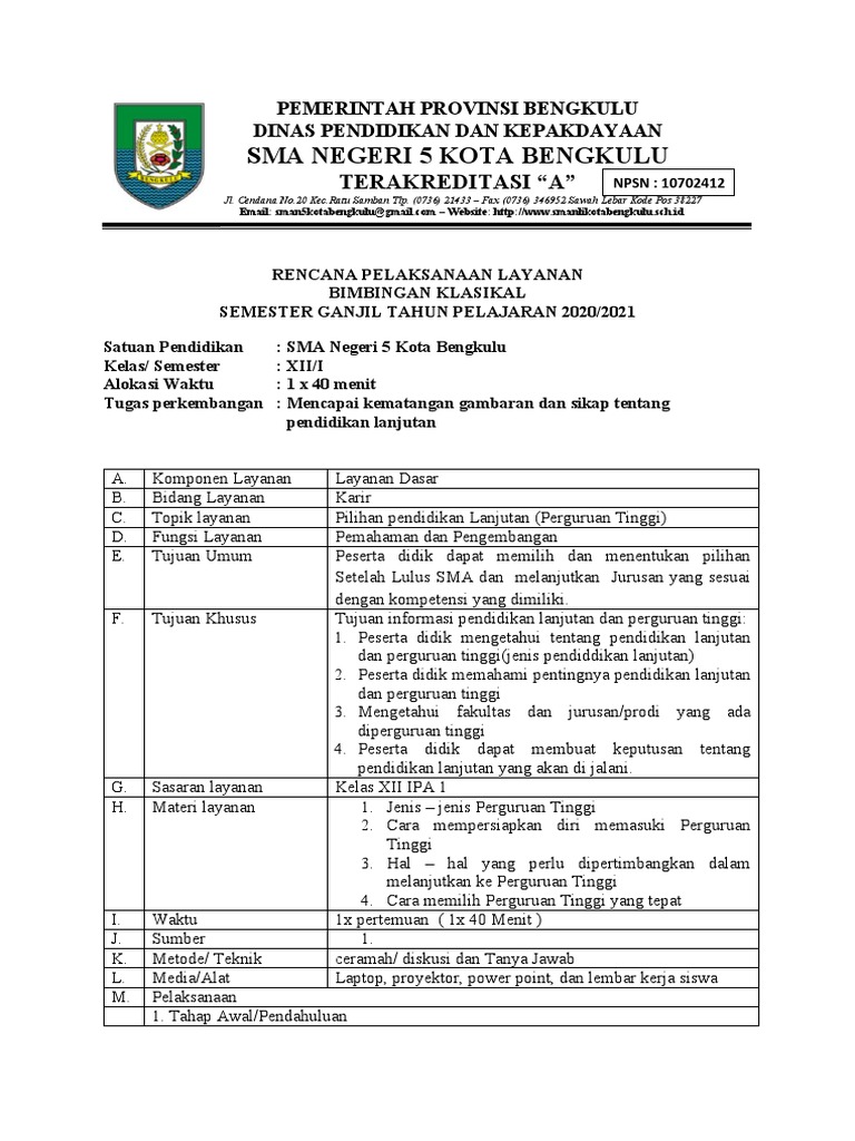 RPL Layanan Klasikal Haris | PDF