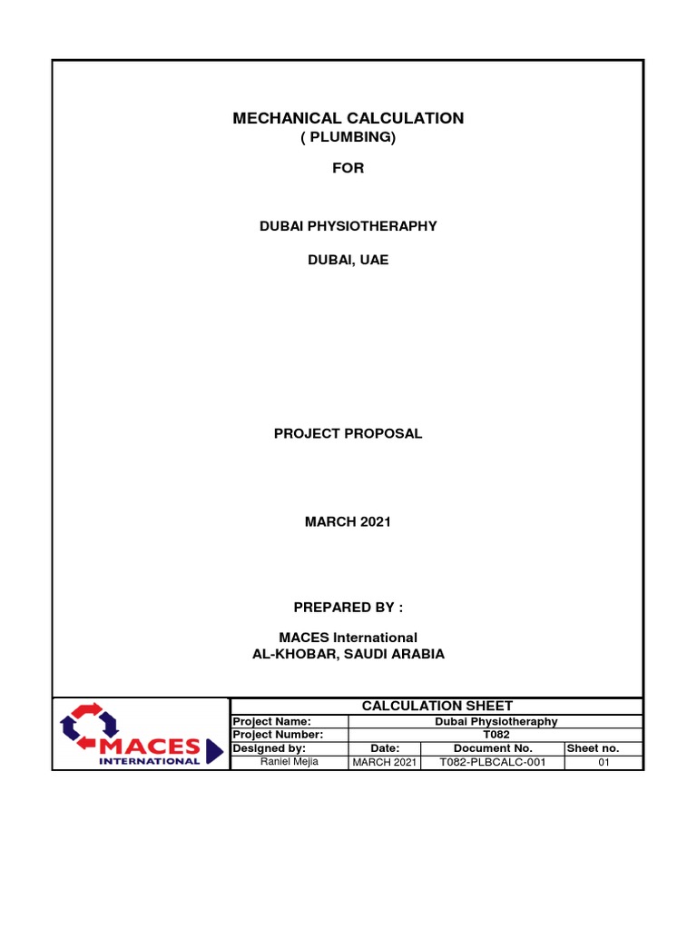 Plumbing Design Calculations for Dubai | PDF | Water Heating | Pipe ...